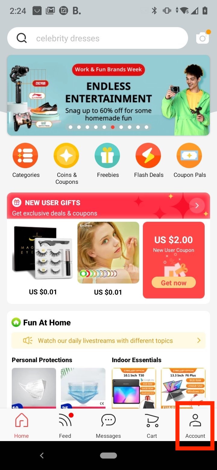 Successfully delete a stored card on AliExpress